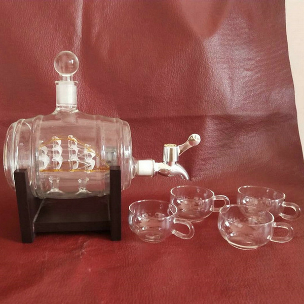 Whiskey Brandy Decanter Set with 4 Etched Glasses Be Ready for A ...