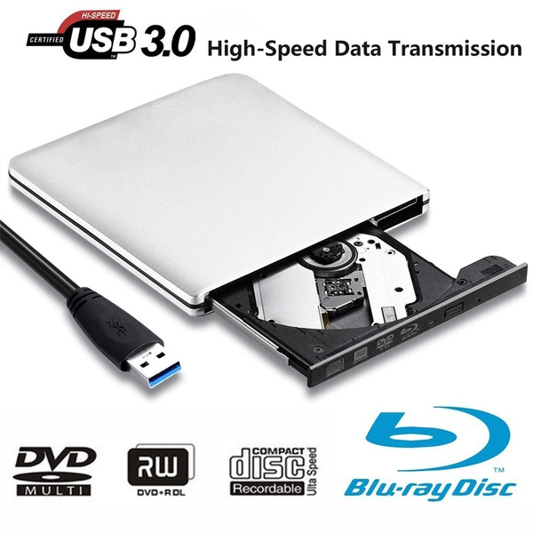 9.5mm Slim USB 3.0 External Blu-ray DVD/BD/CD Drive 3D 4K Blu Ray ...
