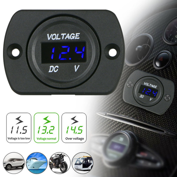 12V-24V Blue LED Digital Voltmeter Panel Car Motorcycle Voltage Meter ...