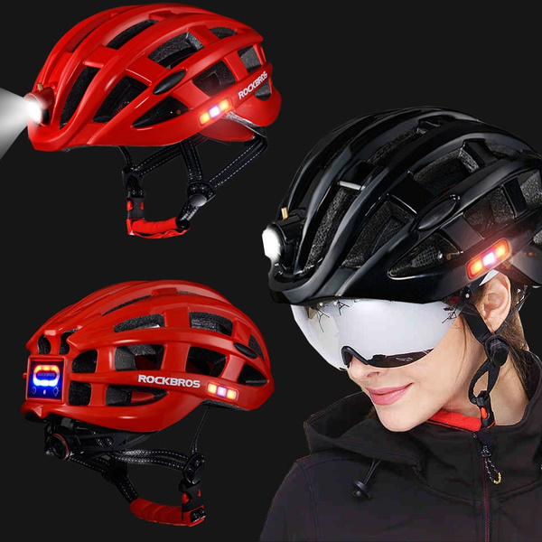 Practical Helmet with LED Lighting Bike Ultralight Helmet Integrally ...