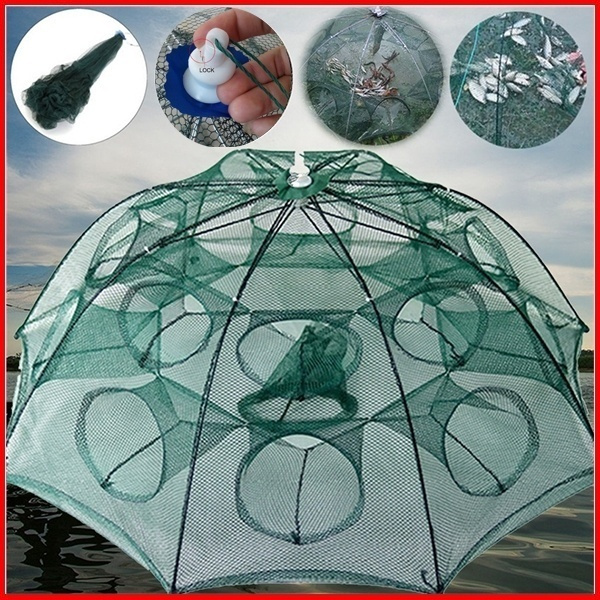 Automatic Fishing Net Folding Portable Fish Baits Cast Minnow Shrimp ...