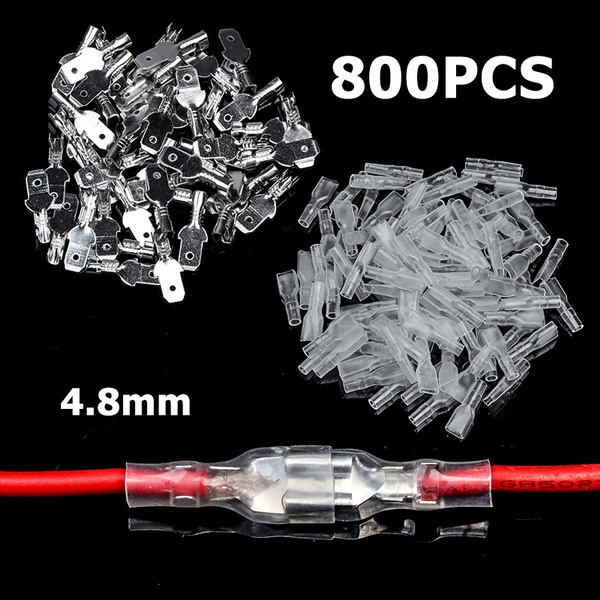 800PCS 4.8mm Wire Connectors Crimp Terminals Female/Male Spade ...