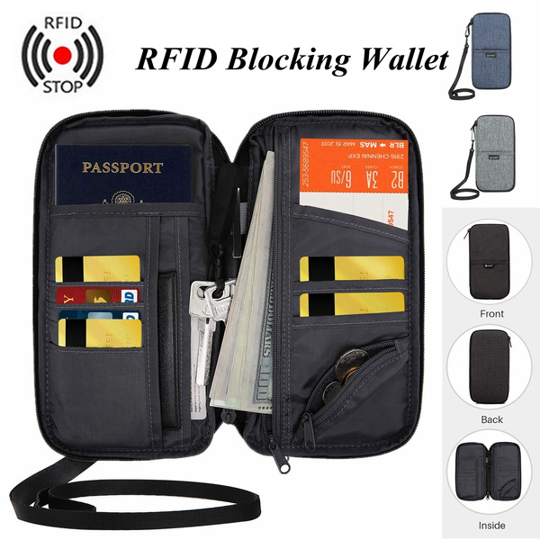 Fashion RFID Blocking Wallet Anti Theft Travel Wallet Portable Passport ...