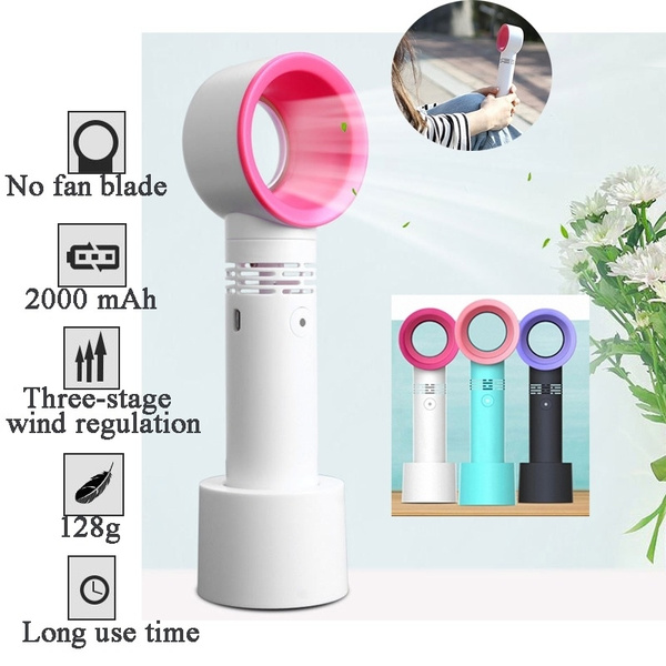 USB Mini 3 Speed Adjustable Bladeless Fan Desktop Airflow Cooling Fan ...
