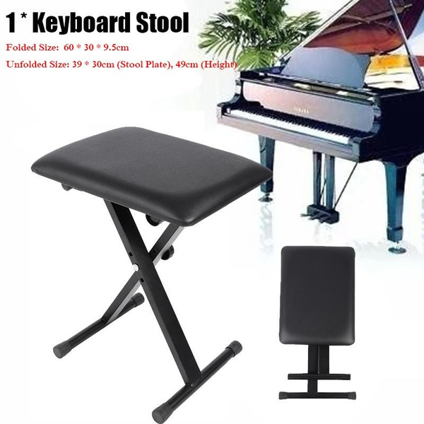 X Frame Height Adjustable Piano Keyboard Stool Folding Padded Keyboard ...