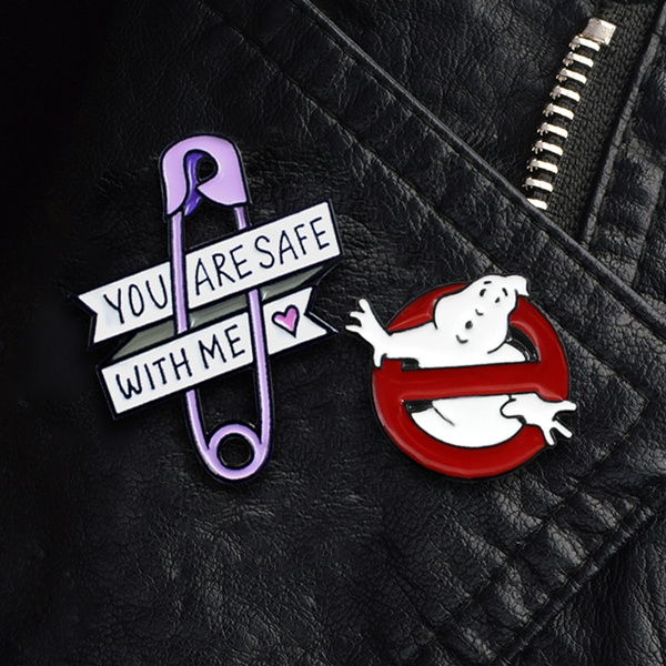 Cartoon White Ghost Safety pin Brooch Ghostbusters Ghost Movie Logo ...