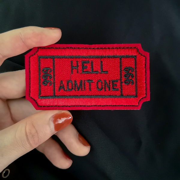 Ticket To Hell Ceramic Enamel Pin Admit One 666 Patch Embroidered Iron ...