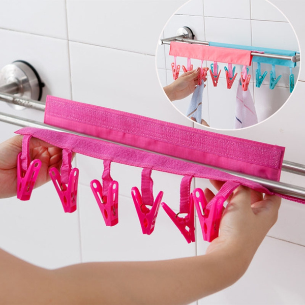 Bathroom Hanging Bar Portable Folding Cloth Hanger Clothespin | Wish