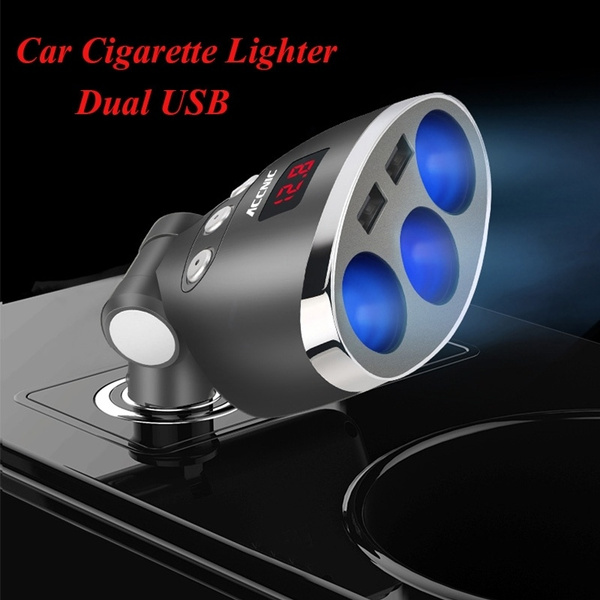 DC 12/24V 1 to 3 Sockets Car Cigarette Lighter Dual USB Port Socket ...