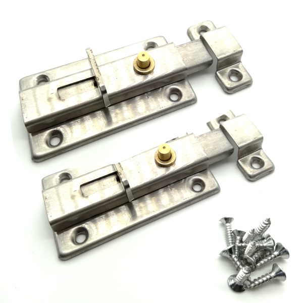 4'' Silver Stainless steel spring automatic sliding bolt lock ...