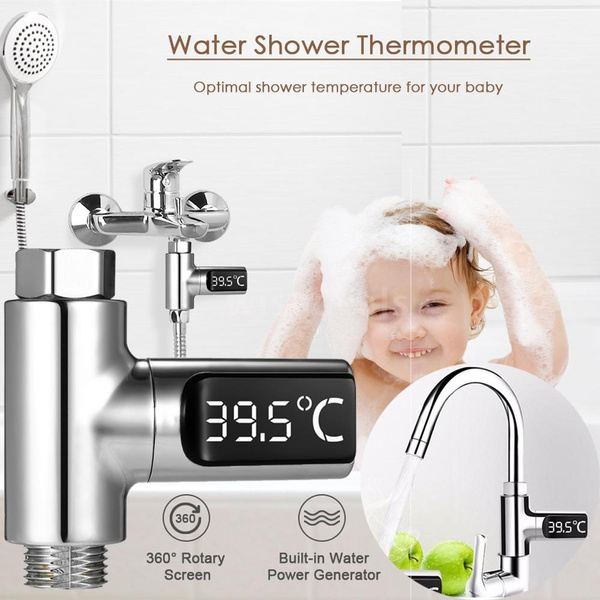LED Digital 5~85°C Shower Thermometer Self-Generating Real-Time Water ...