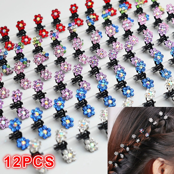 12PCS Fashion Women Hairpins Crystal Flower Mini Barrettes Gift for ...
