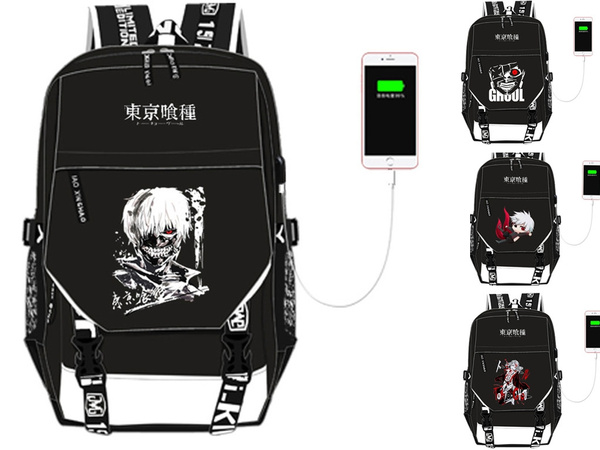 Anime Tokyo Ghoul Kaneki Ken Backpack Mens Women Laptop Bag USB ...