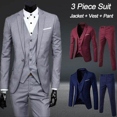 Spring Autumn Business Casual Suit Three Piece Suits Men's Wedding ...