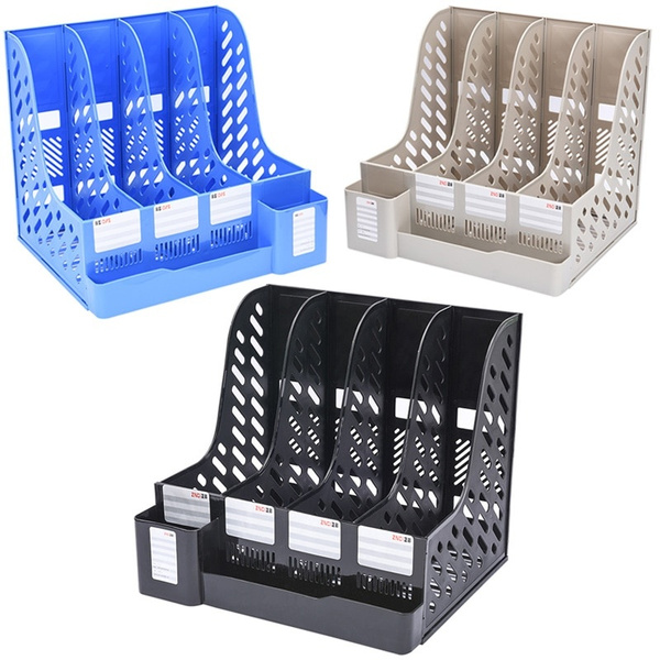 2 Colors Document Plastic Trays File Holder with Pen Holder Plastic ...