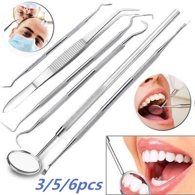 3/5/6 Pcs Dental Tools Stainless Steel Hygiene Explorer ProbeHook Pick ...