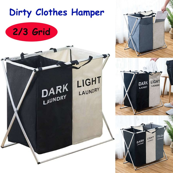 Dirty Clothes Laundry Storage Basket 2-3 Grid Organizer Basket Bathroom ...