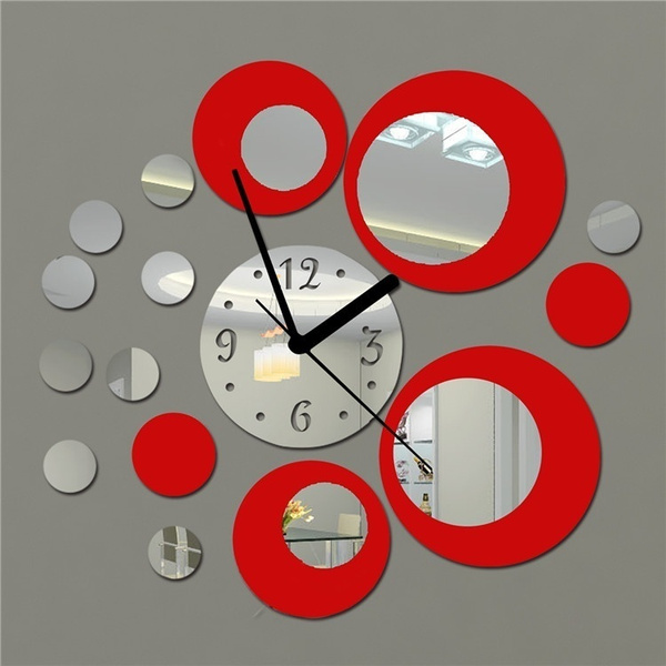 Acrylic Clock Design Mirror Effect Mural Wall Sticker Home Decor Craft ...