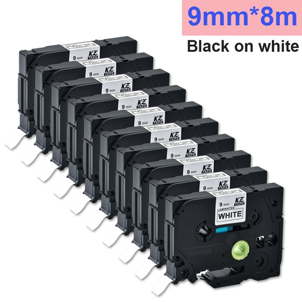 9mm Black on White Tze 221 Label Tapes Compatible for Brother P Touch ...