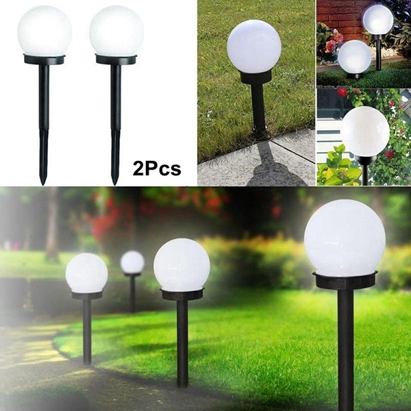2 Pack LED Round Ball Ground Garden Light Solar Automatic Waterproof ...