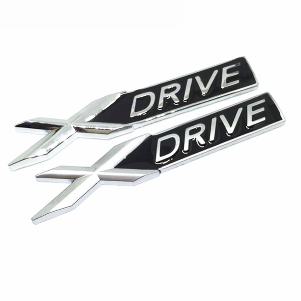 2PCS 3D Metal chrome Xdrive X drive emblem badge Car sticker Decal Auto ...
