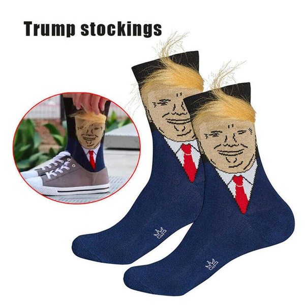 President Donald Trump Socks with 3D Fake Hair Crew Socks Unisex Funny ...