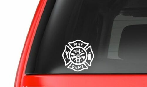 White 4" Fire Deparment Logo Firefighter Vinyl Decal Sticker Car Window ...