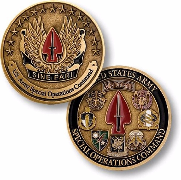 NEW U.S. Army Special Operations Command Sine Pari Challenge Coin. | Wish