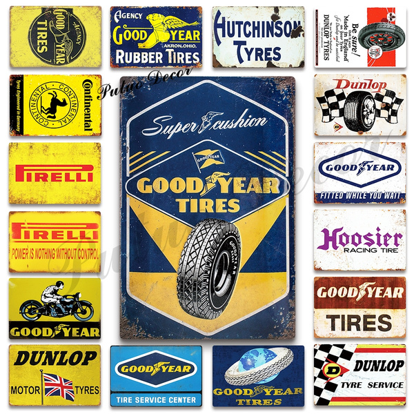 Putuo - 24 Kinds of Tire Signs Vintage Metal Tin Signs Retro Garage ...
