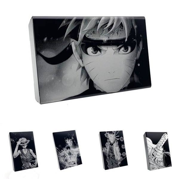 ONE PIECE NARUTO Luffy Black Male Metal Cigarette Boxes Permanent Laser ...