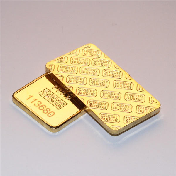 Fake Gold Plated CREDIT SUISSE Layered Bullion Bar 24k Switzerland ...