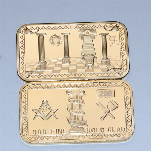 Freemason Masonic Knights Templar Compass Square Illuminati Gold Plated ...