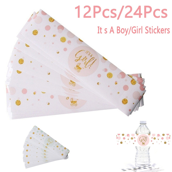 12Pcs/24Pcs It s A Boy/Girl Stickers Labels Water Bottle Stickers Baby ...