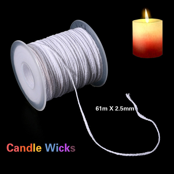 61m X 2.5mm Spool of Cotton Square Braid Candle Wicks Core for Candle ...