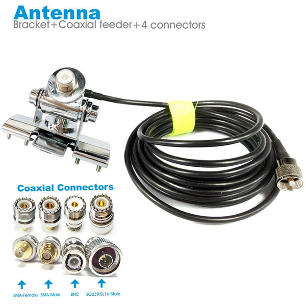 Car Mobile Radio Antenna Mount Bracket 5M PL259 SO239 Coaxial Feeder ...