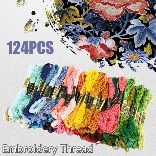 124 colors Embroidery Thread 8m Multi-color DIY Embroidery Sewing ...