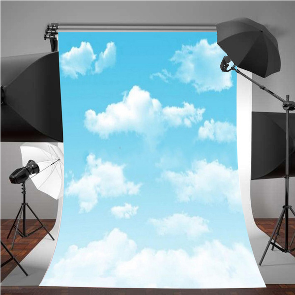 Blue Sky White Cloud Vinyl Photography Backdrop Background Studio Props ...