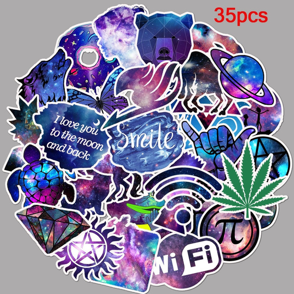 35PCS Mixed Galaxy Sticker Stars Dream Anime Cartoon Stickers for DIY ...