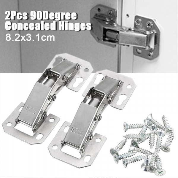 2Pcs 90 Degree Concealed Hinge Cabinet Cupboard Door Furniture Decor ...