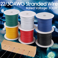 22/30 AWG 6 Rolls 30 Feet Flexible PVC Electric Hook Up Coper Wire ...