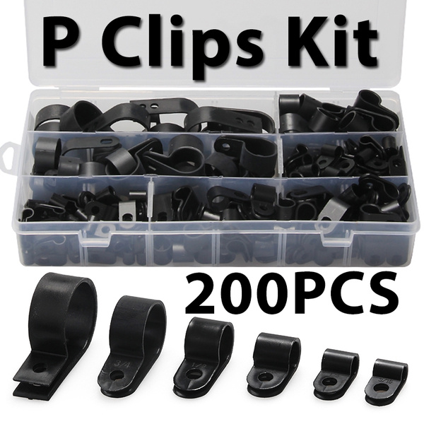 200x Nylon Rubber Lined P Clips Wiring Hose Clamp Pipe Cable Metal | Wish