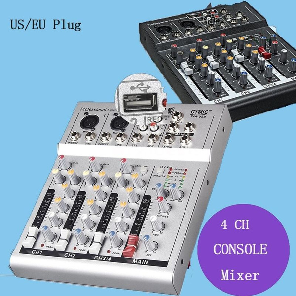 4 Channel USB Mixing Console Professional Live Studio Audio Mixer 48V ...