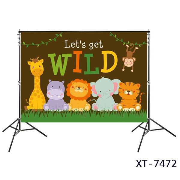 Cute Animals Party Backdrops Wild One Woodland Backdrops Zoo Adventure ...