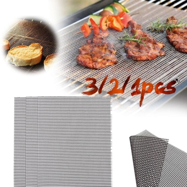 Bbq Grill Mesh Mat Reusable Teflon Sheet Resistant Non-stick Barbecue ...