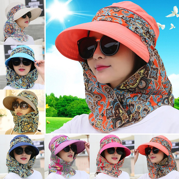 1pc Women Foldable Anti-UV Sun Hat Face Protection Hats Wide Big Brim ...