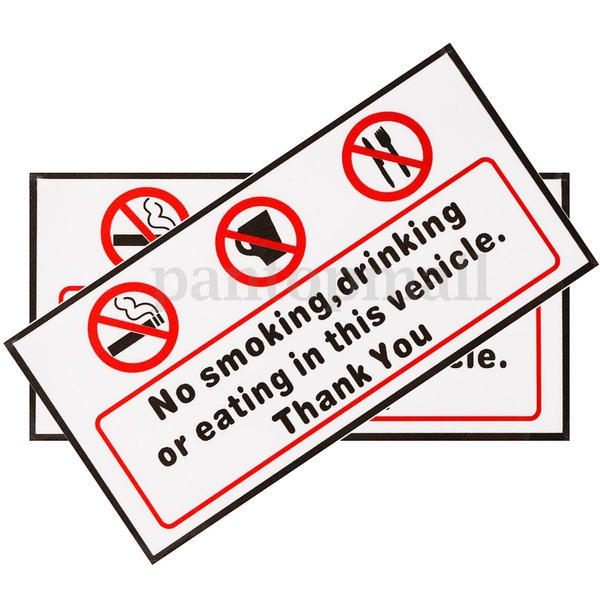 Hot 2x No Smoking Eating Drinking in This Vehicle Signs Stickers Car ...