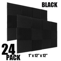 24 Pack Black Soundproofing Foam Acoustic Wall Panel Sound insulation ...