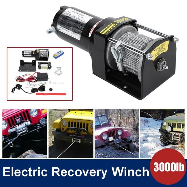 3000lbs Electric Recovery Winch 12V Wire Remote Control Kit For Truck ...