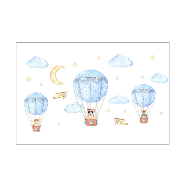 DIY Cute Cartoon Animal Hot Air Balloon Wall Sticker For Kids Rooms diy-cute-cartoon-animal-hot-air-balloon-wall-sticker-for-kids-rooms