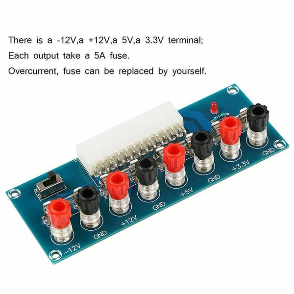 24 Pins ATX Benchtop Board Computer PC Power Supply Breakout Adapter ...